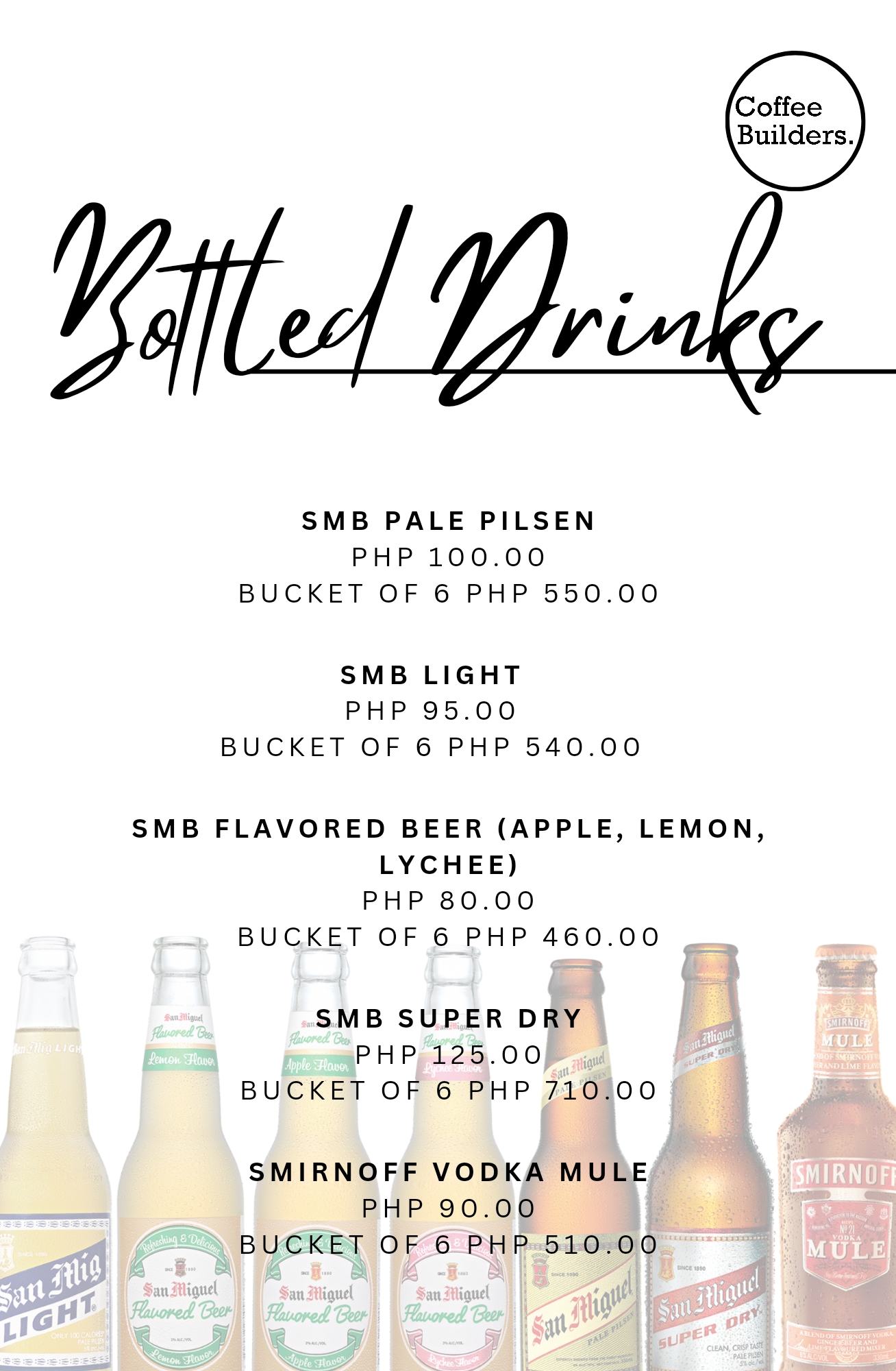 Coffee Builders. Menu